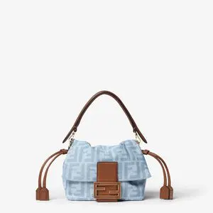 Fendi Baguette® Soft Small Light Blue Ff Denim Mini-bag - [light Blue]